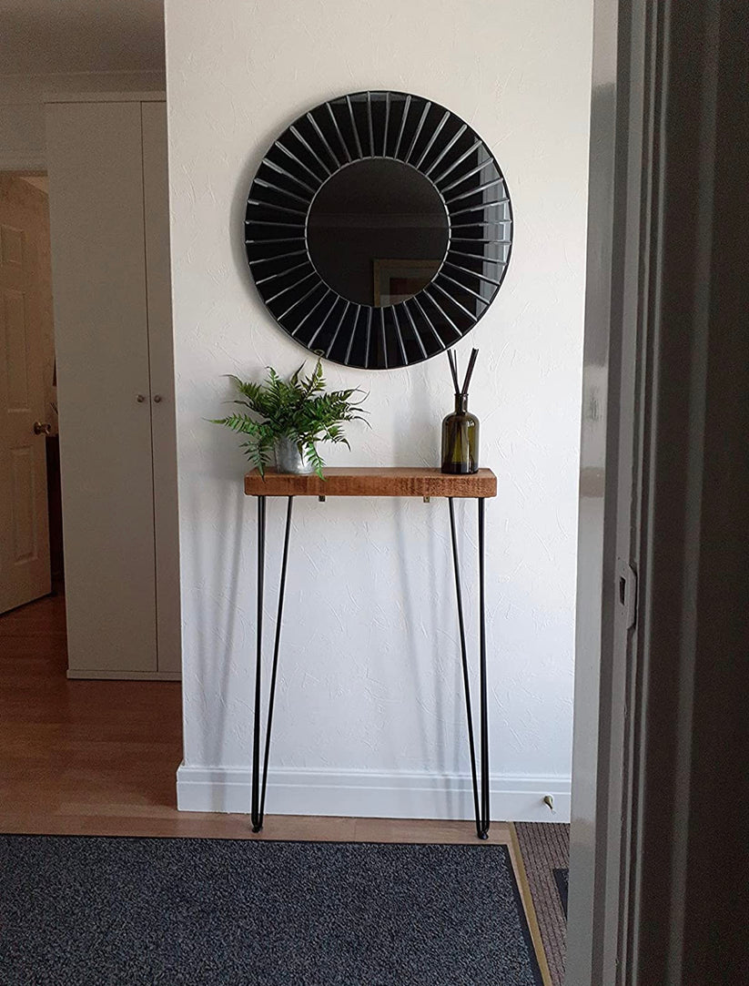 Console Table 15cm Depth | Hairpin Leg – Rust and Oak