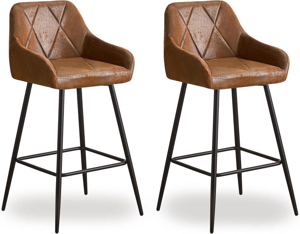 Baxter Breakfast Bar Stool in Brown | Set of Two – Rust and Oak
