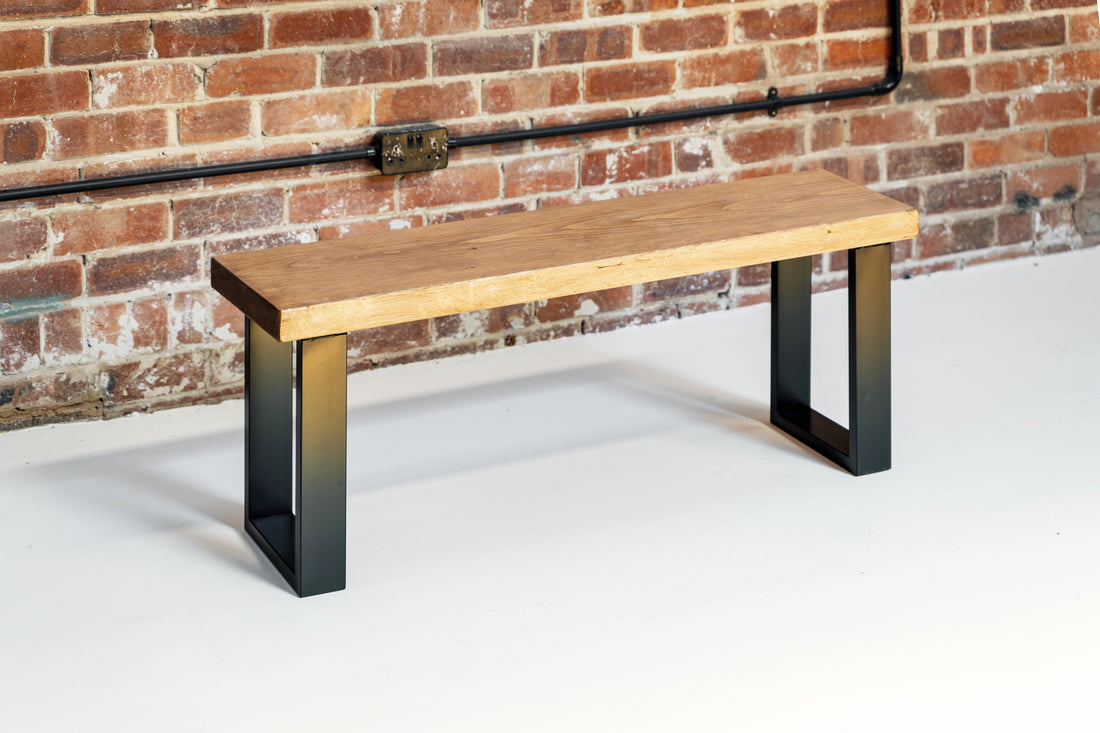 Square Leg Dining Table Bench | Rustic Shoe Bench – Rust and Oak