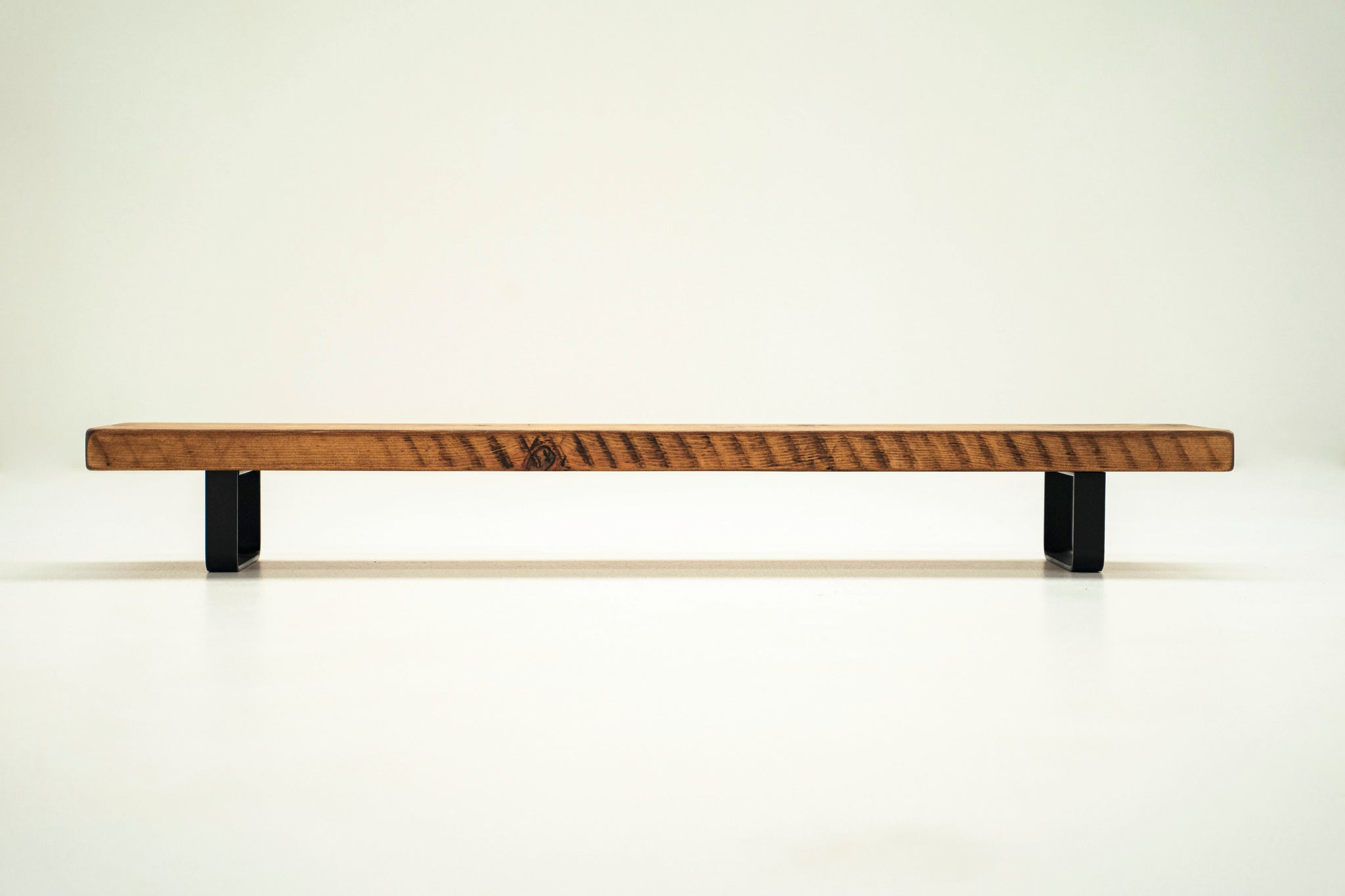 Rustic Monitor Stand | Metal Sides – Rust and Oak