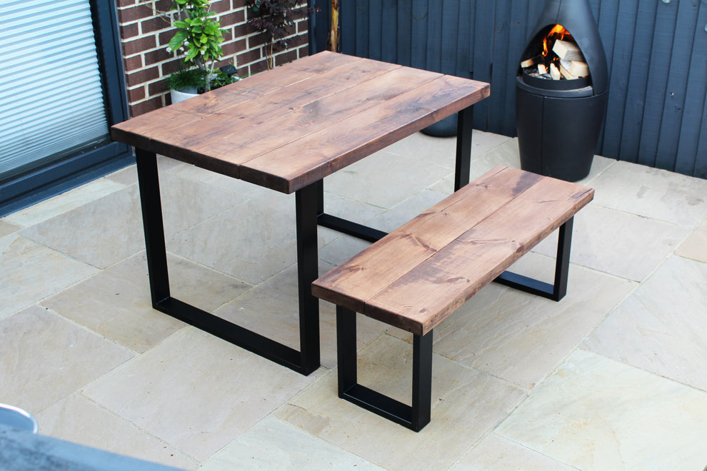 Outdoor Table | Garden Table and Bench – Rust and Oak