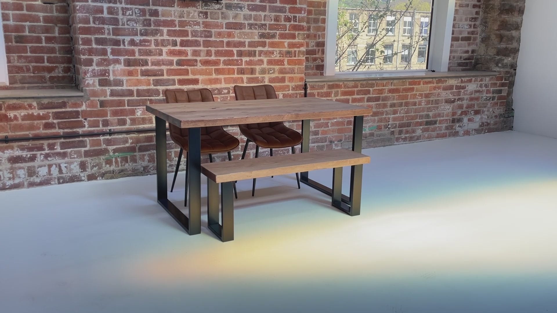 Square Leg Dining Table Bench | Rustic Shoe Bench – Rust and Oak