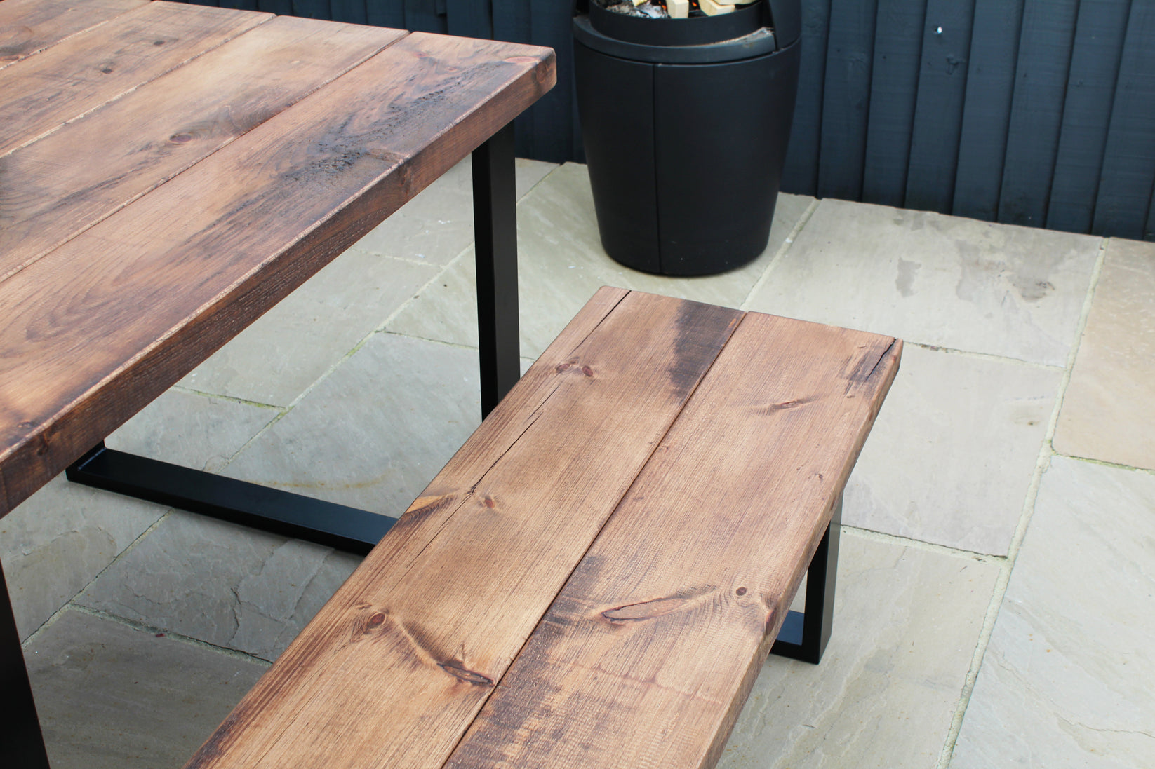 Outdoor Table | Garden Table and Bench – Rust and Oak