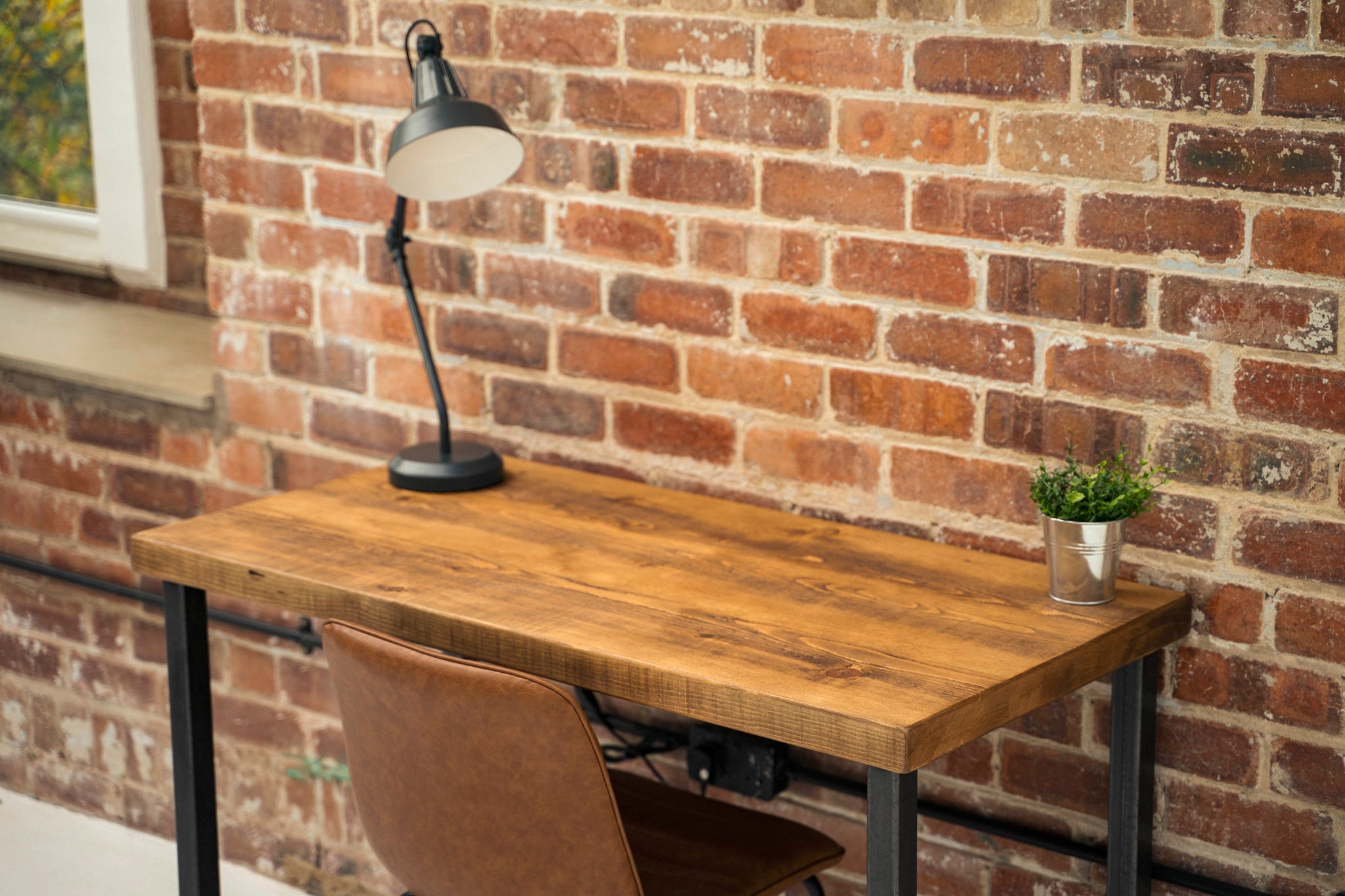 Rustic Industrial Desk – Rust and Oak