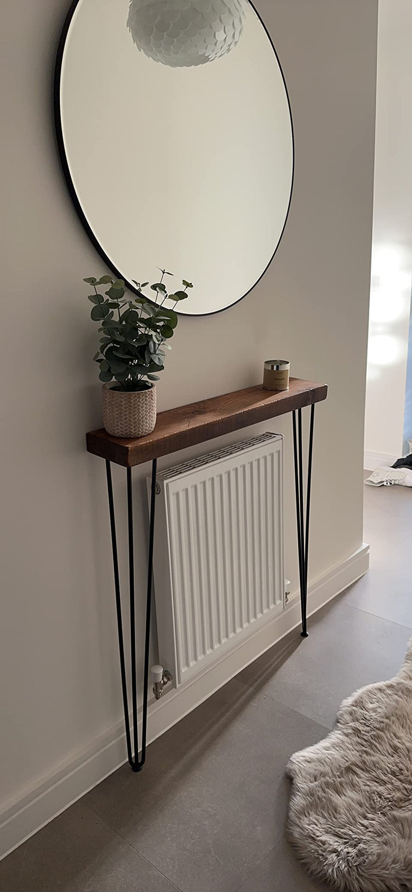 Console Table 15cm Depth | Hairpin Leg – Rust and Oak